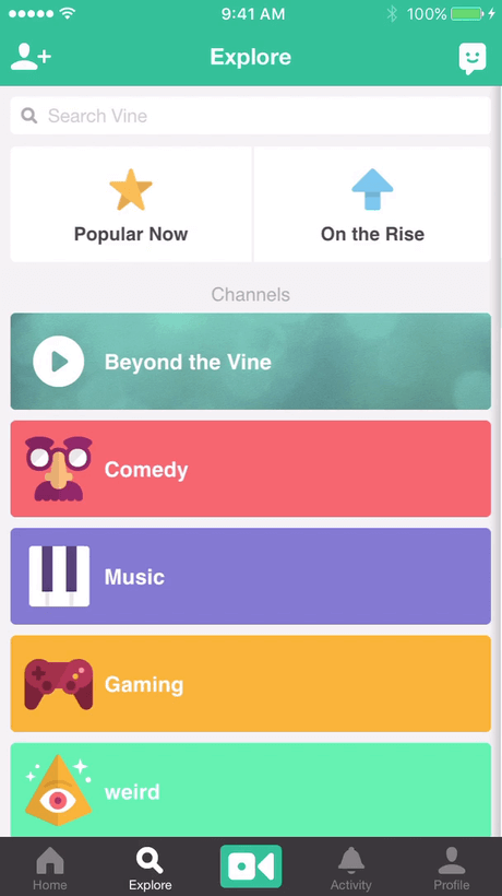 Vine Actions Screen UI UX Design :: Mobile Patterns
